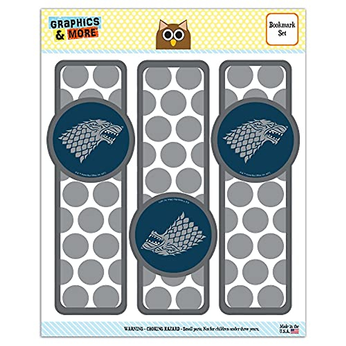 Game of Thrones Stark Sigil Set of 3 Glossy Laminated Bookmarks