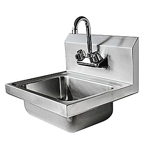 UHTQ 17x15x14" Stainless Steel Wall Mount Kitchen Sink Single Basin w/Faucet Strainer Kitchen sink Kitchen accessories Portable sink Home improvement Kitchen sinks Kitchen sink accessories