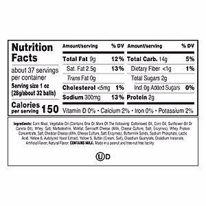 Utz Cheese Balls Barrel, Tasty Snack Baked with Real Cheddar Cheese, Delightfully Poppable Party Snack, Gluten, Cholesterol and Trans-Fat Free, Kosher Certified, 36.5 Oz