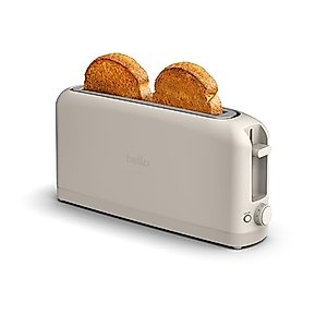 bella 2 Slice Slim Toaster, Fits-anywhere™ Kitchenware, 6 Setting Shade Control with Reheat & Cancel Buttons, Removable Crumb Tray, 10” Long Slot, Anti Jam & Auto Shutoff, 900 Watt, Oatmilk