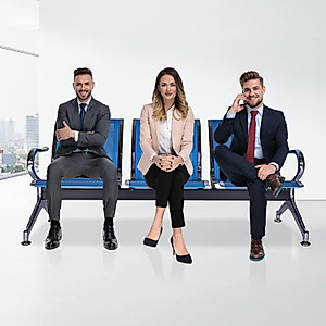 kinbor Reception Bench Seating Airport Chairs Waiting Area Bench Seating with Arms for Office, Bank, Hospital, School, Barbershop