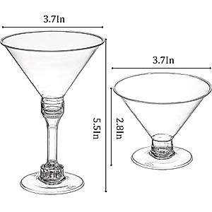 WUWEOT 60 Pack Plastic Martini Glasses, 5 Oz Unbreakable Tall Cocktail Glasses, Appetizer Dessert Cups Drinkware for Home Bar Restaurant Party Supply