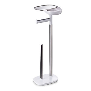 Joseph Joseph 70518 EasyStore Butler Toilet Paper Holder Stand and Spare Roll Storage with Shelf and Drawer, Stainless Steel