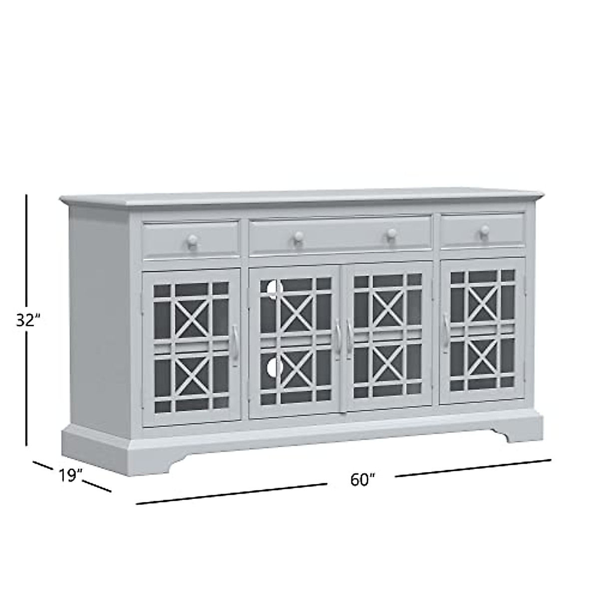 Jofran 375-60 Craftsman 60" Media Unit, 60"W X 19"D X 32"H, Earl Grey Finish, (Set of 1), 60''