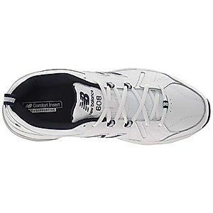 New Balance Men's 608 V5 Casual Comfort Cross Trainer, White/Navy, 10.5