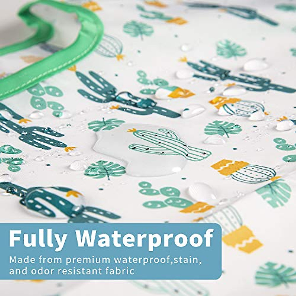 3 Pcs Long Sleeved Bib Set, Baby Toddler Waterproof Bibs with Sleeves, Catcher, Pocket Bundle, Play Smock Apron, 12-24 Months