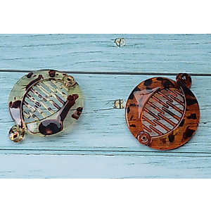 Sowaka 2 Pcs Small Banana Hair Clip Comb Fashion Locking Round Plastic Fishtail Hair Clip Grips Ponytail Holder for Women Girls Hair Styling Long Straight Curly Thick Hair (Flower)