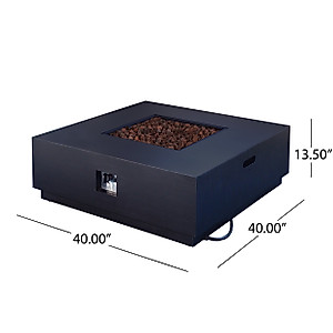 Christopher Knight Home Abraham Outdoor 40-Inch Square Fire Pit with Tank Holder, Concrete