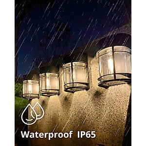 DOESLAG Solar Fence Lights Outdoor 8 Pack Deck Lights Solar Powered with Edison LED Bulbs, Waterproof ,Outdoor for Garden Post Patio Backyard Decor