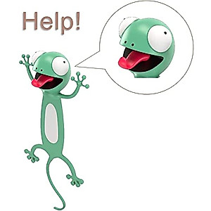 3D Cartoon Animal Bookmark Lovely Fun Cute Bookmarks PVC Animal Bookmark Squashed Animals Reading Bookmark Stationery Presents Party Favors Great Gift Ideal for Kids and Students - Gecko