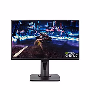 ASUS VG258QR 24.5” Gaming Monitor, 1080P Full HD, 165Hz (Supports 144Hz), G-SYNC Compatible, 0.5ms, Extreme Low Motion Blur, Eye Care, DisplayPort HDMI DVI-D,Black (Renewed)