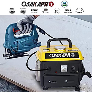 WIILAYOK Portable Generator, 900 Watts Gas Powered Generator for Backup Home Use & Outdoors Camping Low Noise Ultra Lightweight EPA III and CARB Compliant (Black ＆ Yellow)