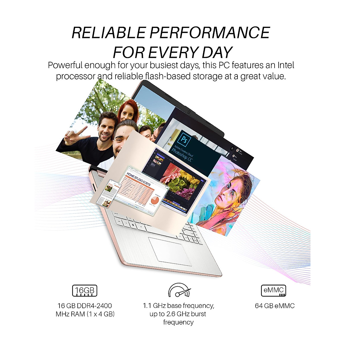 HP 2023 Newest 14 Inch Laptop Students Business, Intel Quad-Core Processor, 16GB RAM, 192GB Storage(64GB eMMC+128GB Micro SD), 12H Battery Life, Webcam, HDMI, WiFi, Win 11 S, Bundle with JAWFOAL