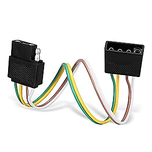 AUTOMAJOR 4 Pin Trailer Light Wire Harness Extension 1ft - 18AWG Cooper Core Wire with Male and Female PVC Plug - Replacement for All Types Trailer Boat RV Track Snowmobile Watercraft