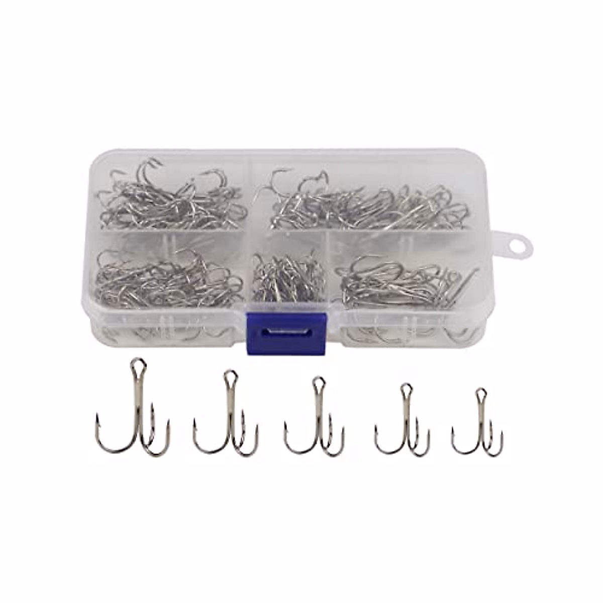 Beoccudo Treble Hooks Kit, Saltwater Freshwater Size 2 4 6 8 10 Triple Fishing High Carbon Steel Hooks