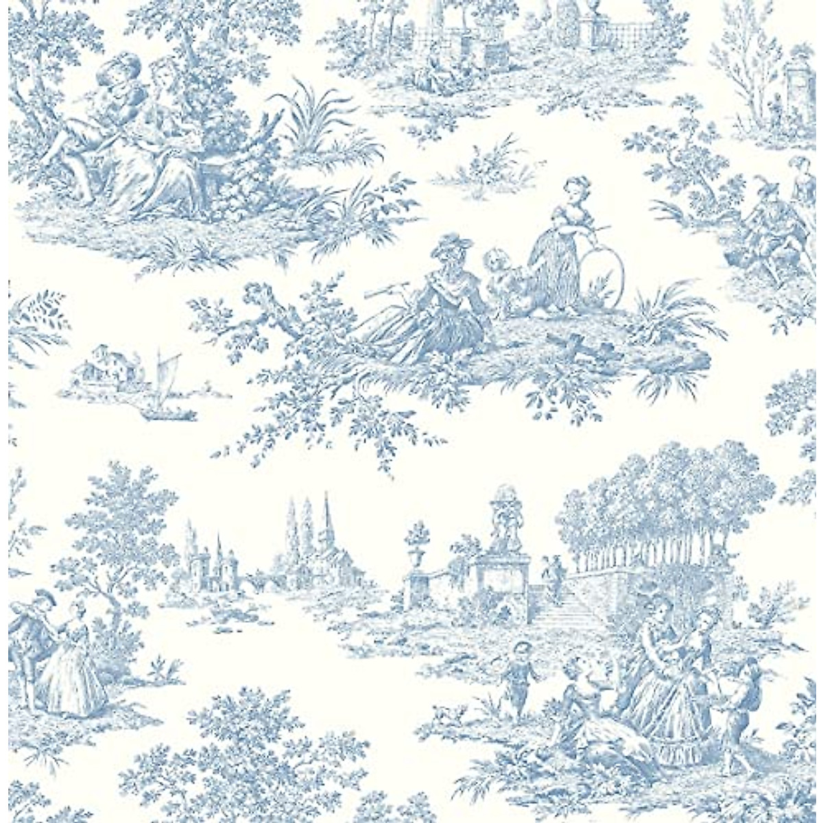 NextWall Chateau Toile Peel and Stick Wallpaper (Blue Bell)