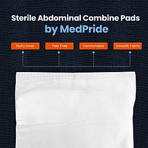 MED PRIDE Sterile Abdominal- ABD Combine Pads| 40-Pack, 5 x 9 Inches| Extra Absorbent & Thick, Individually Wrapped Wound Dressing, First Aid Pads| Surgical-Grade, Nonstick- for Heavy Leakage, Post Op