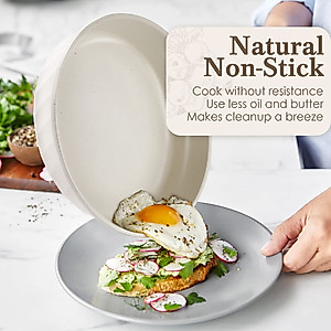 YIIFEEO Non-stick Frying Pans - Beige Nonstick Frying Pan Set Egg Omelette Pans for Cooking Set, Healthy Granite Skillet Set Kitchen Induction Cookware Chef's Pan Christmas Gift, 8", 9.5" &11"