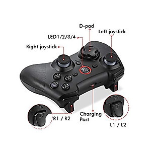 EasySMX 2.4G Wireless Controller for PS3, PC Gamepads with Vibration Fire Button Range up to 10m Support PC PS3 Android devices and TV BOX