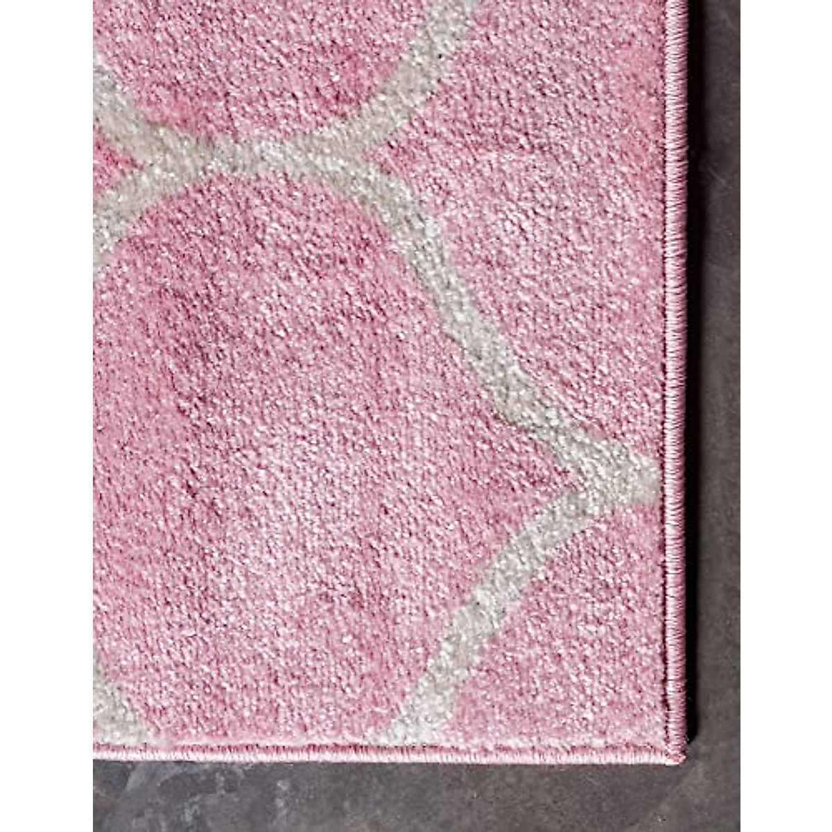 Unique Loom Trellis Frieze Collection Area Rug - Rounded (3' Square, Light Pink/ Ivory)