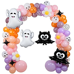 Halloween 1st Birthday Party Decorations for Girl, Halloween Balloon Arch Garland with Bat Cute Halloween Foil Balloons for Halloween Birthday Decorations Halloween Baby Shower Party Supplies