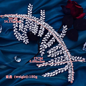 Silver Rhinestone Wedding Tiara，Headpiece Forehead Tiara Jewelry Head Chain, Crystal Headpiece Bridal Hair Accessories for Bride Women HP373