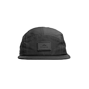 Tillak Wallowa Kodra Hat, Lightweight Oxford Nylon 5 Panel Cap with Snap Closure (Black)