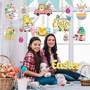 36 Pcs Easter Decorations Hanging Swirls, NO-DIY Easter Party Decorations, Easter Party Supplies Whirls Glitter Foil Ceiling Swirls, Easter Hanging Decorations