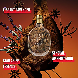 Diesel Fuel For Life, Eau de Toilette for Men, Woody and Ambery Scent With Notes of Anise & Lavender, 1.7 Fl. Oz.