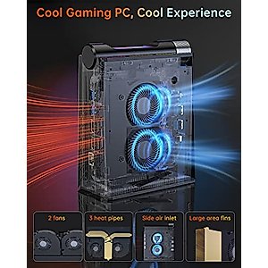 KAMRUI Ryzen Mini PC Gaming,32GB DDR5 Dual Channel 512GB SSD Mini Computer Tower with AMD Ryzen 7 7735HS, Small Desktop Computers Support 4K Triple Screen,RGB Lights,WiFi6,BT5.2,Type C,Windows 11 Pro