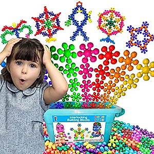 Curious 2 Learn 300 Pieces Building Blocks- Kids STEM Toys Educational Building Toys- Discs Sets Interlocking, Solid Plastic for Preschool Kids Boys and Girls Aged 3+, Creativity Kids Toys