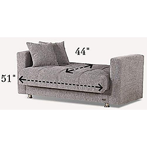 BEYAN Niagara Collection Contemporary Upholstered Convertible Storage Love Seat with Easy Access Storage Space, Includes 2 Pillows, Gray