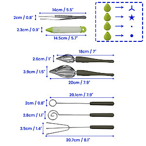 Daily Treasures 7Pcs DIY Decorating Tool Set, 3Pcs Chocolate Dipping Fork Spoons & 2Pcs Culinary Drawing Decorating Spoon with 1 Silicone Cake Decorating Pen & 1 Kitchen Tweezer for Decorative Plates