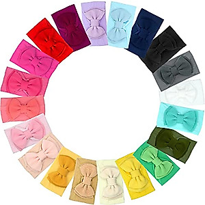 JOYOYO Baby Headbands, 20 Colors 4.5 inch Fabric Hair Bows and Wide Nylon Headbands for Newborns, Infants, Toddlers - Gift Set