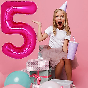 Giant Hot Pink Number 6 Balloon 40 Inch 6th Birthday Party Balloon Supplies Girl Boy Dark Pink Balloons 6 for Birthday Decorations for Girls Rose Pink Balloon Number 6 Anniversary Jungle Party Wedding