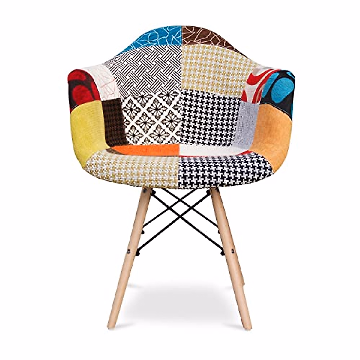 Aron Living Pyramid 17.5" Cotton and Wood Armchair in Multi-Color
