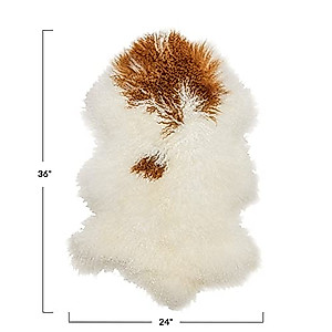 Creative Co-Op Creative Co-Op Tibetan Lamb Fur Rug, Brown and White
