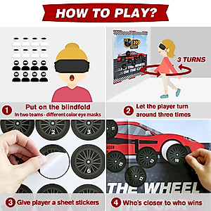 PARTYLOUD Cars Party Games, Pin The Wheel On The Car, Cars Monster Truck Party Birthday Party Fun Games Supplies Decorations Decor for Families Adult Groups