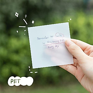 6Pack Transparent Sticky Notes, Clear Sticky Notes, 3’’ x 3’’ Translucent Sticky Notes, Waterproof See Through, 300 Sheets