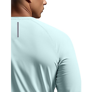 Zengjo Mens Athletic Shirts Long Sleeve(Light Blue,L)