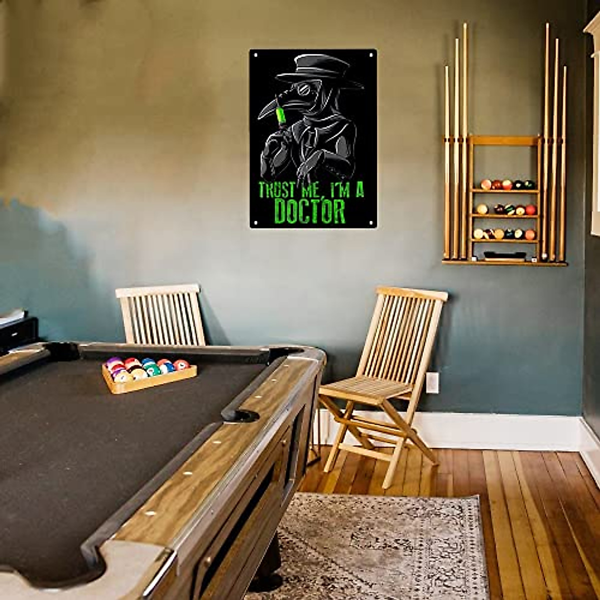 ERMUHEY Trust Me I'm a Doctor Goth Medieval Plague Doctor Sign Metal Tin Sign, Plague Doctor Poster ​for Home Office Restaurants Bedroom Cafes Bars Pub Man Cave Wall Decor Plaque Sign 12x8 Inch