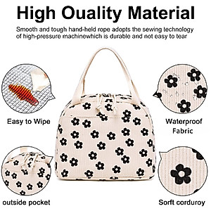 LEDAOU Lunch Box for Women Insulated Lunch Bag Corduroy Lunch Tote Bags Leakproof Cooler Lunch Case for Travel Work Picnic