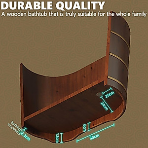 MegLob Free Standing Cedar Wood Bathtub, Luxurious Wooden Deep Soaking Tub Alone Stand Kit, Soaking SPA Tub Classic Stand with Insulation Cover, Oval Shape Solid Wood Bathtub Lit,100cm/39.37"