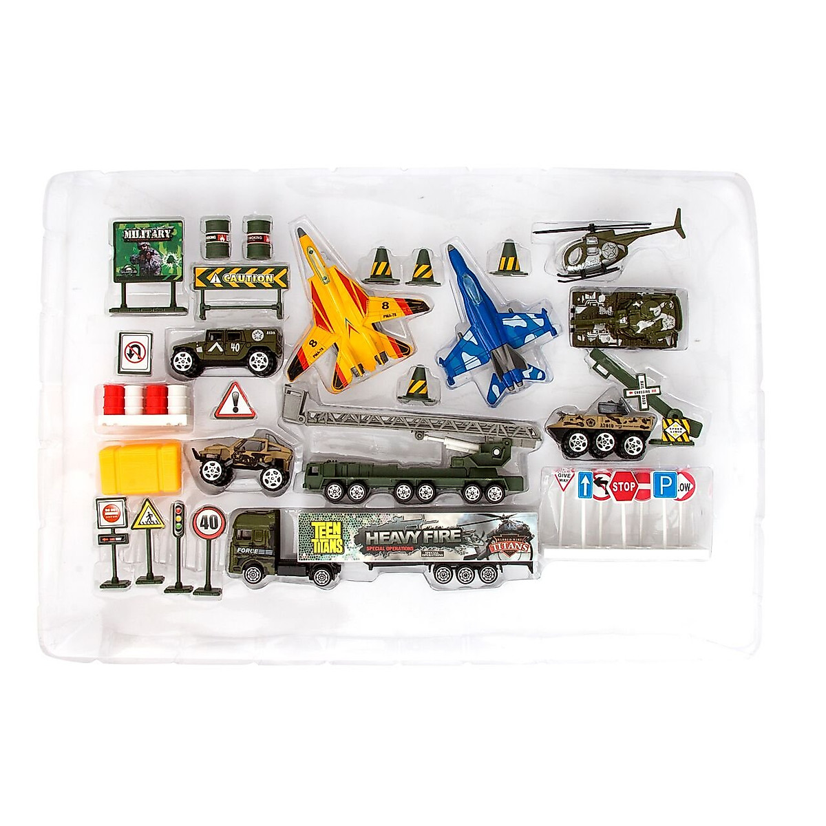 Big Daddy Die-Cast Metal Special Operations Heavy Fire Kids Toy Military Air Craft Play Set Over 40 Pieces Included in This Imaginary War Zone