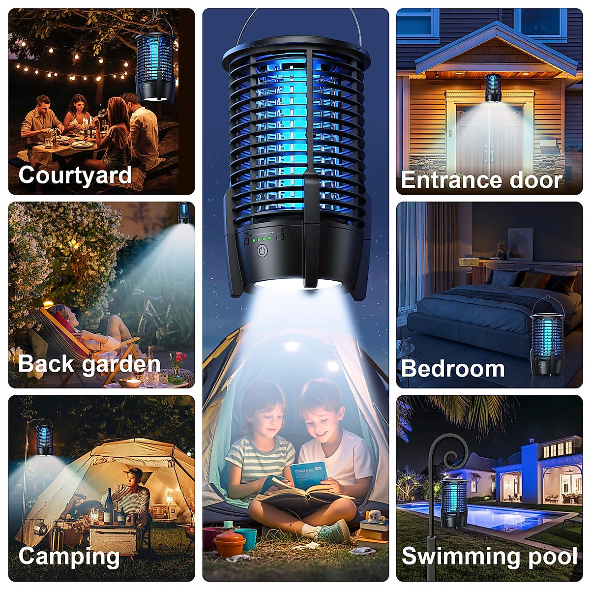 Bug Zapper for Indoor and Outdoor, Rechargeable Mosquito Zapper, Portable Electric Fly Killer, Insect Trap with LED Light, Ideal for Backyard, Patio, Camping, and Fishing