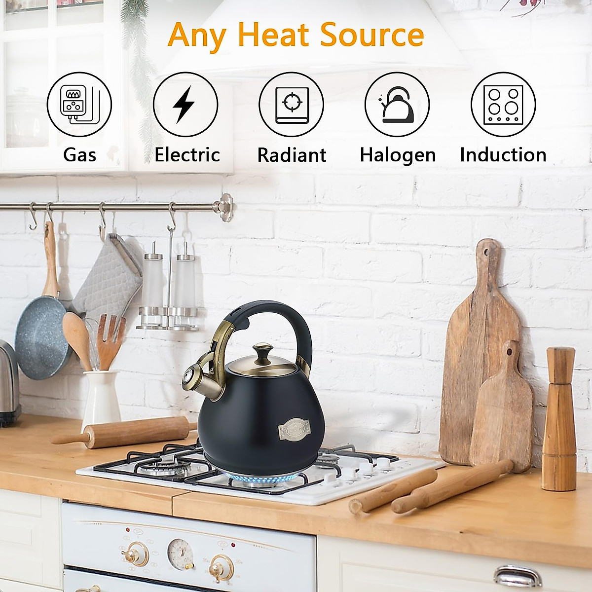 Tea Kettle Stovetop Whistling Kettle Teapot, 3Quart Tea Pot Stainless Steel Teakettle for Stove Top with Heat Proof Ergonomic Handle