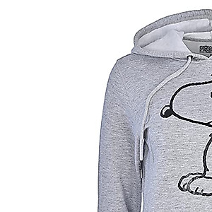 Peanuts Ladies Snoopy Fashion Hoodie - Ladies Classic Snoopy Fleece Sweatshirt Foil Sweatshirt (Heather Grey, 3X-Large)