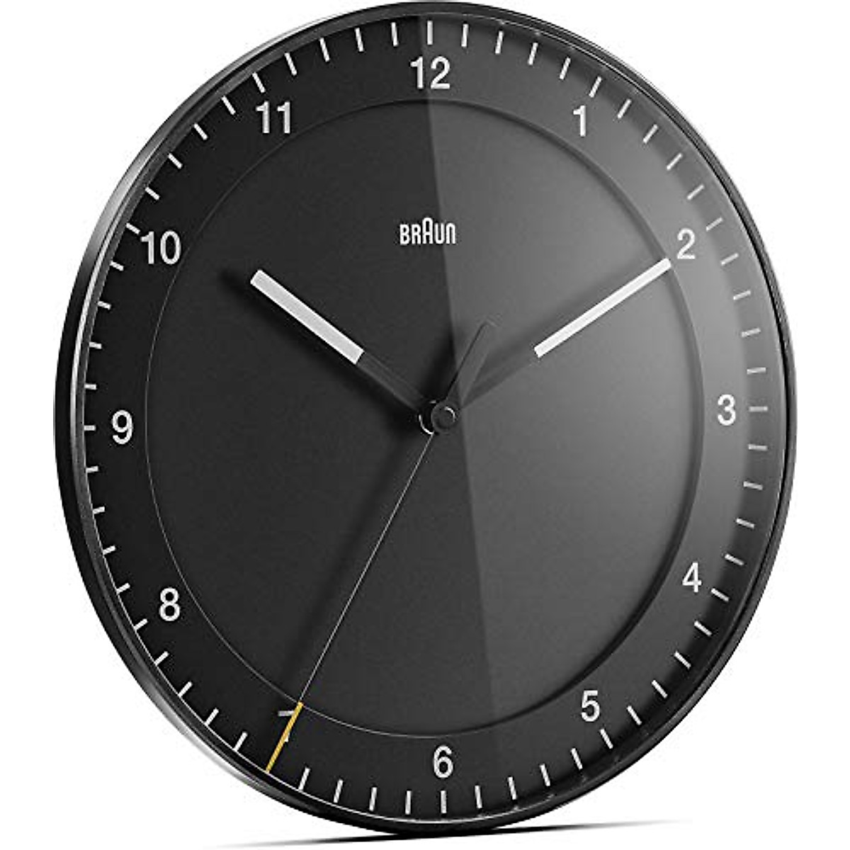 Braun Classic Large Analogue Wall Clock with Silent Sweep Movement, Easy to Read, 30cm Diameter in Black, Model BC17B.