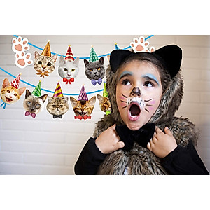 Cat Birthday Banner Not Need DIY Cat Birthday Decorations Cat Garland Cat Faces Banner for Birthday Party Decor