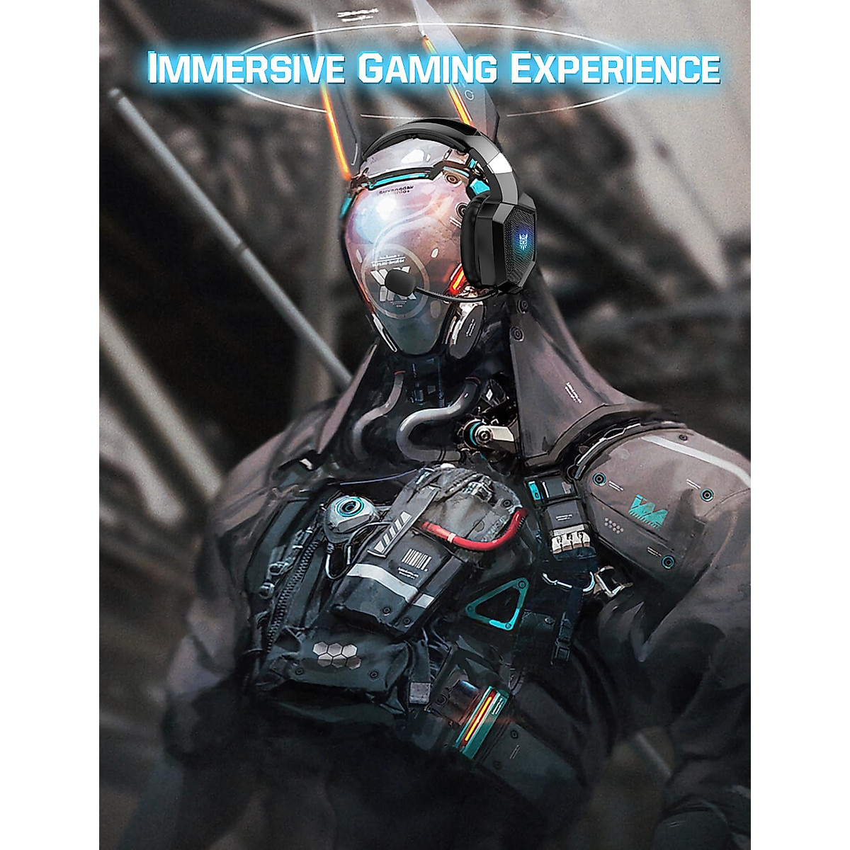 Gaming Headset with Microphone, Gaming Headphones Compatible for PS4 PS5 Xbox PC with RGB Lights, PlayStation Headset with Noise Reduction 7.1 Surround Sound Over-Ear and Wired 3.5mm Jack (Black)